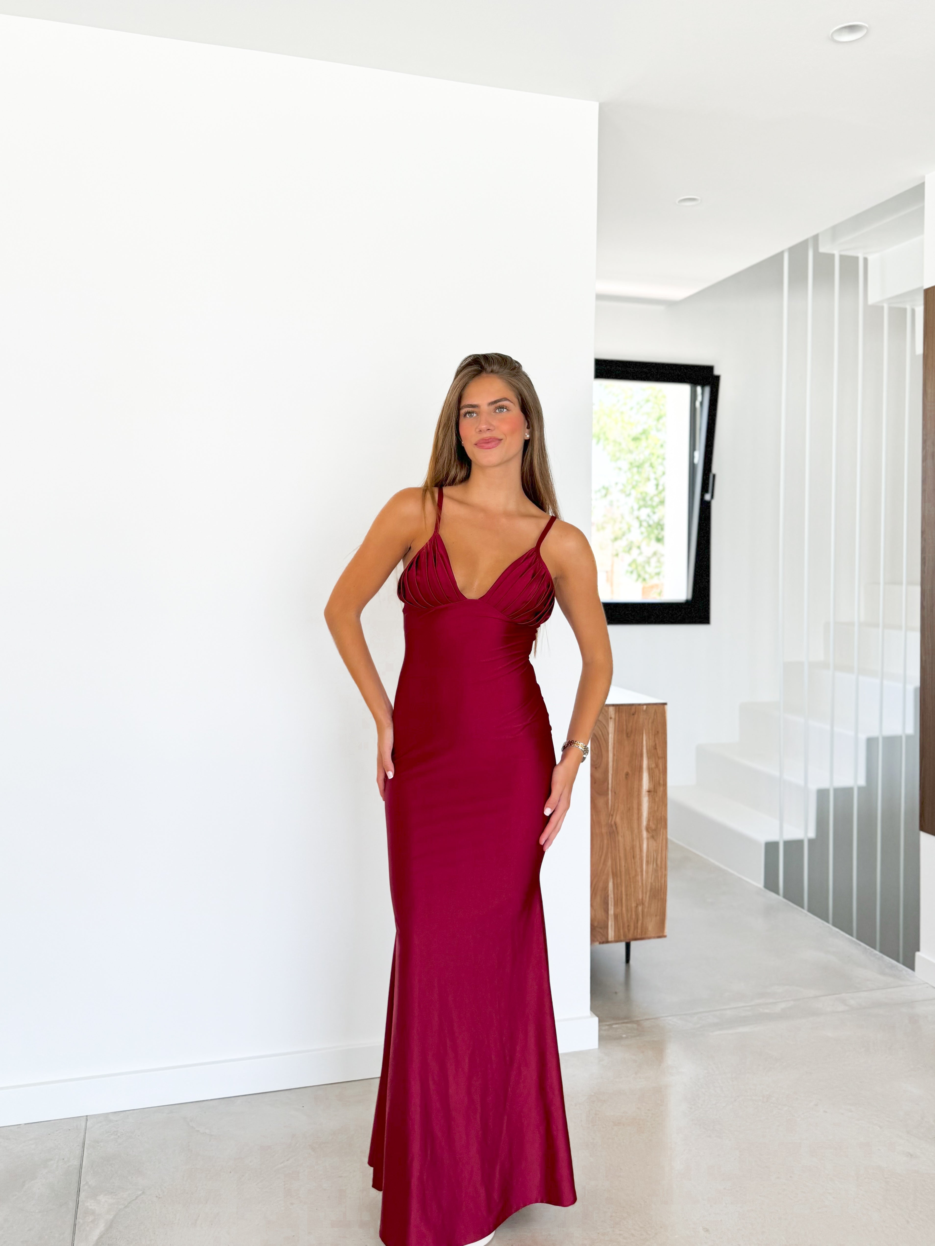 Vestido pico concha sirena burdeos – Sorellas The Brand Barcelona S.L